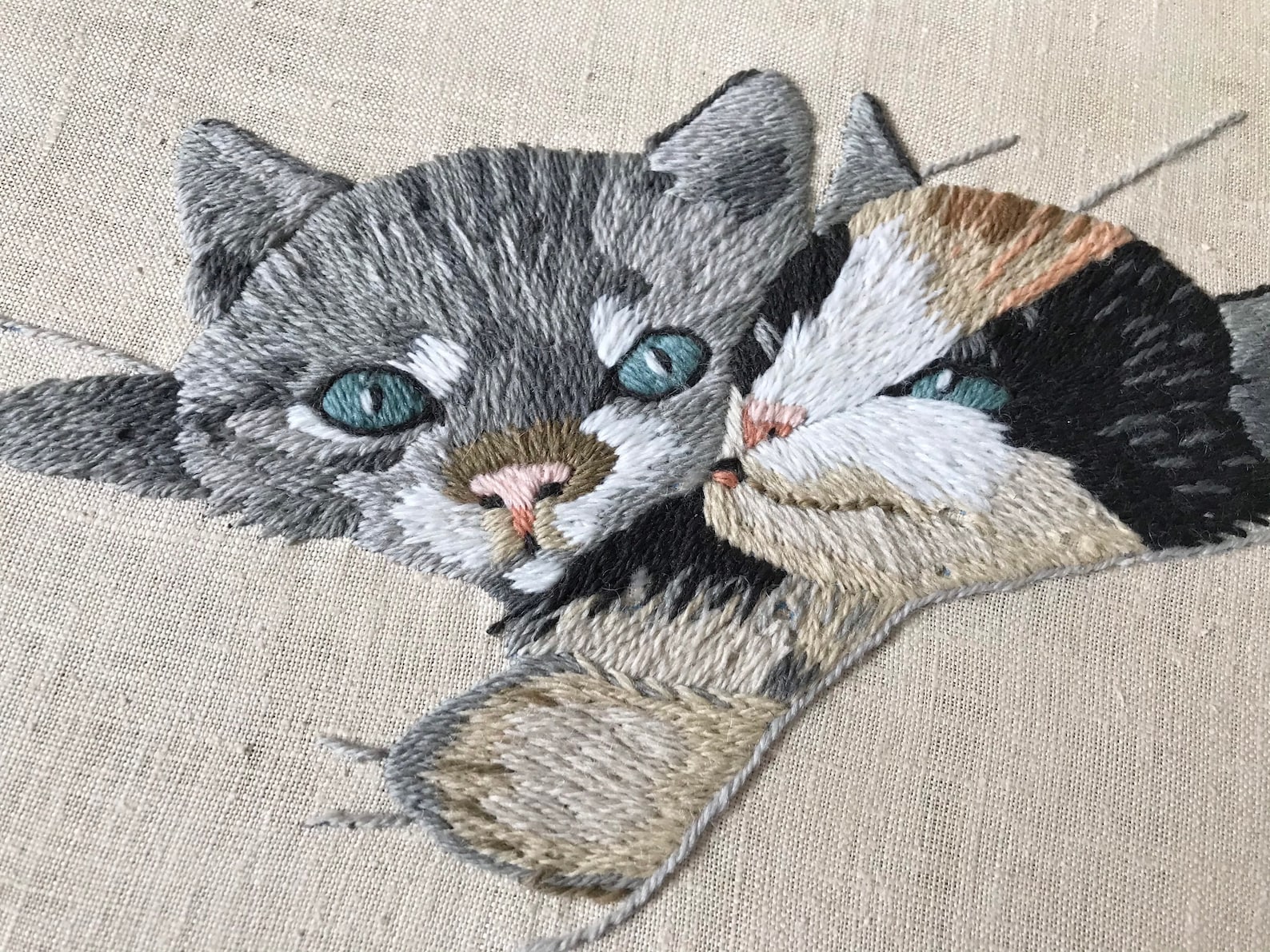 Vintage Framed Embroidered Cats Artwork - Etsy