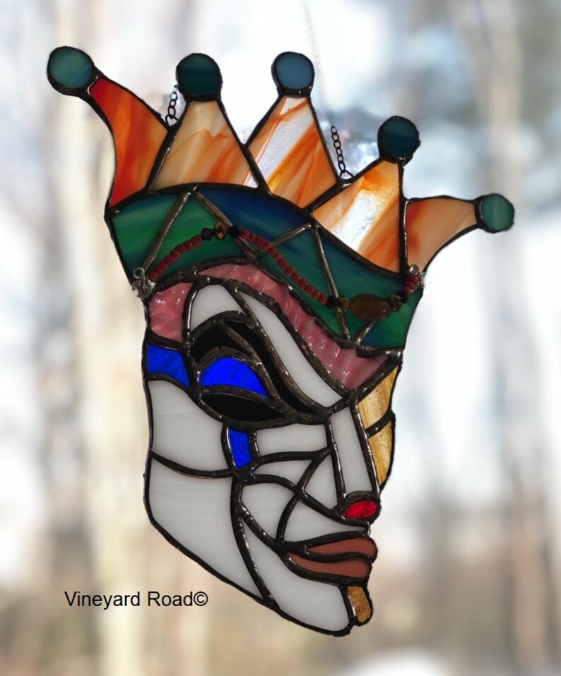 Stained Glass King Suncatcher: Medieval Renaissance Decor - Etsy