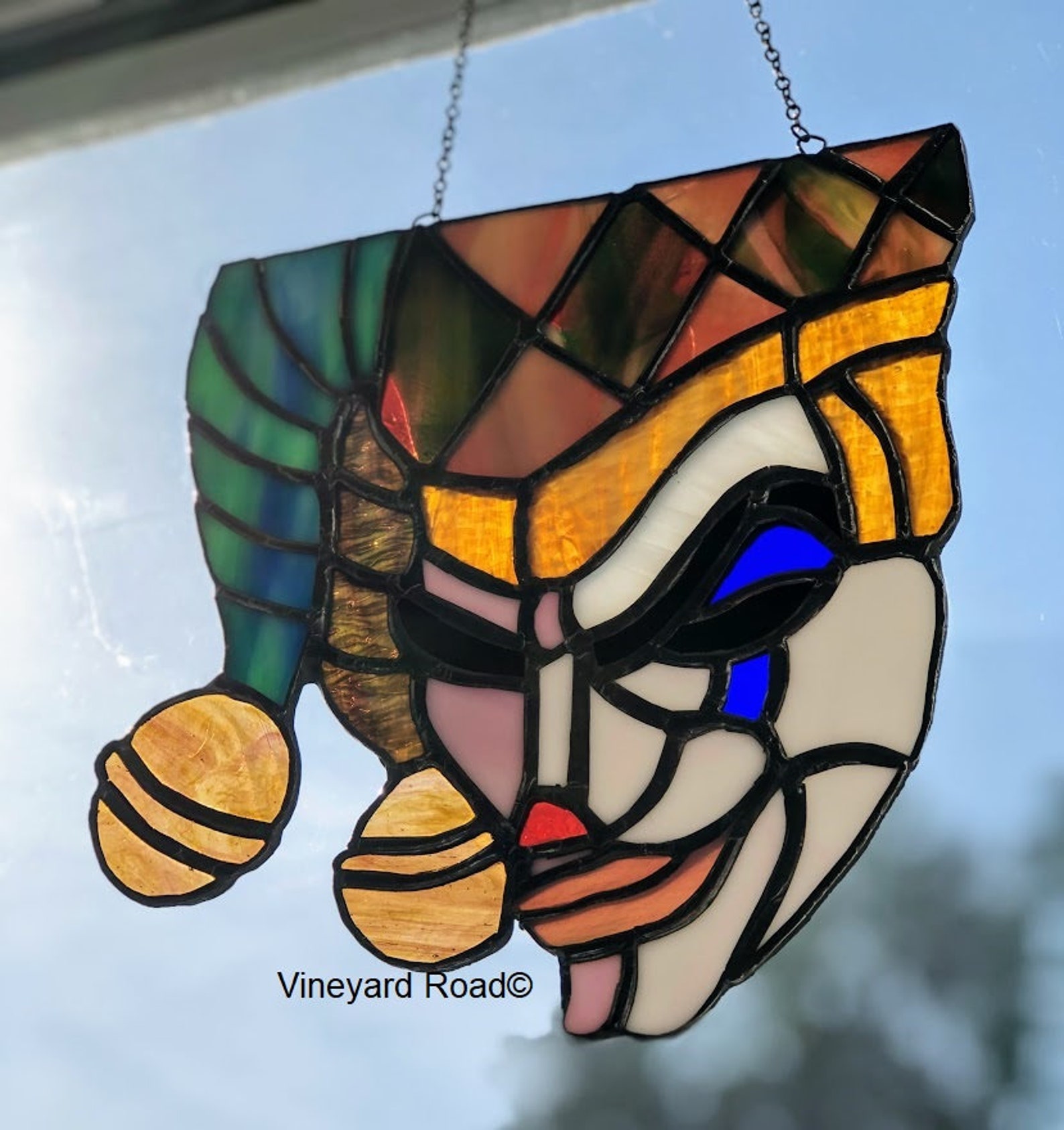 Stained Glass Jester Suncatcher: Medieval Harlequin Decor - Etsy