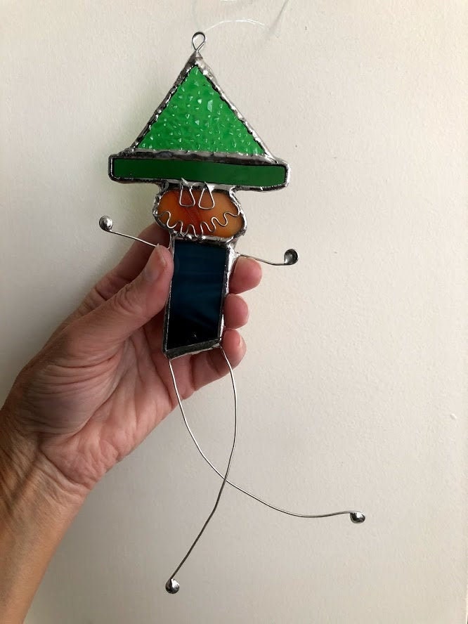 Stained Glass Stick Figure Ornament: Halloween Pumpkin Suncatcher - Etsy