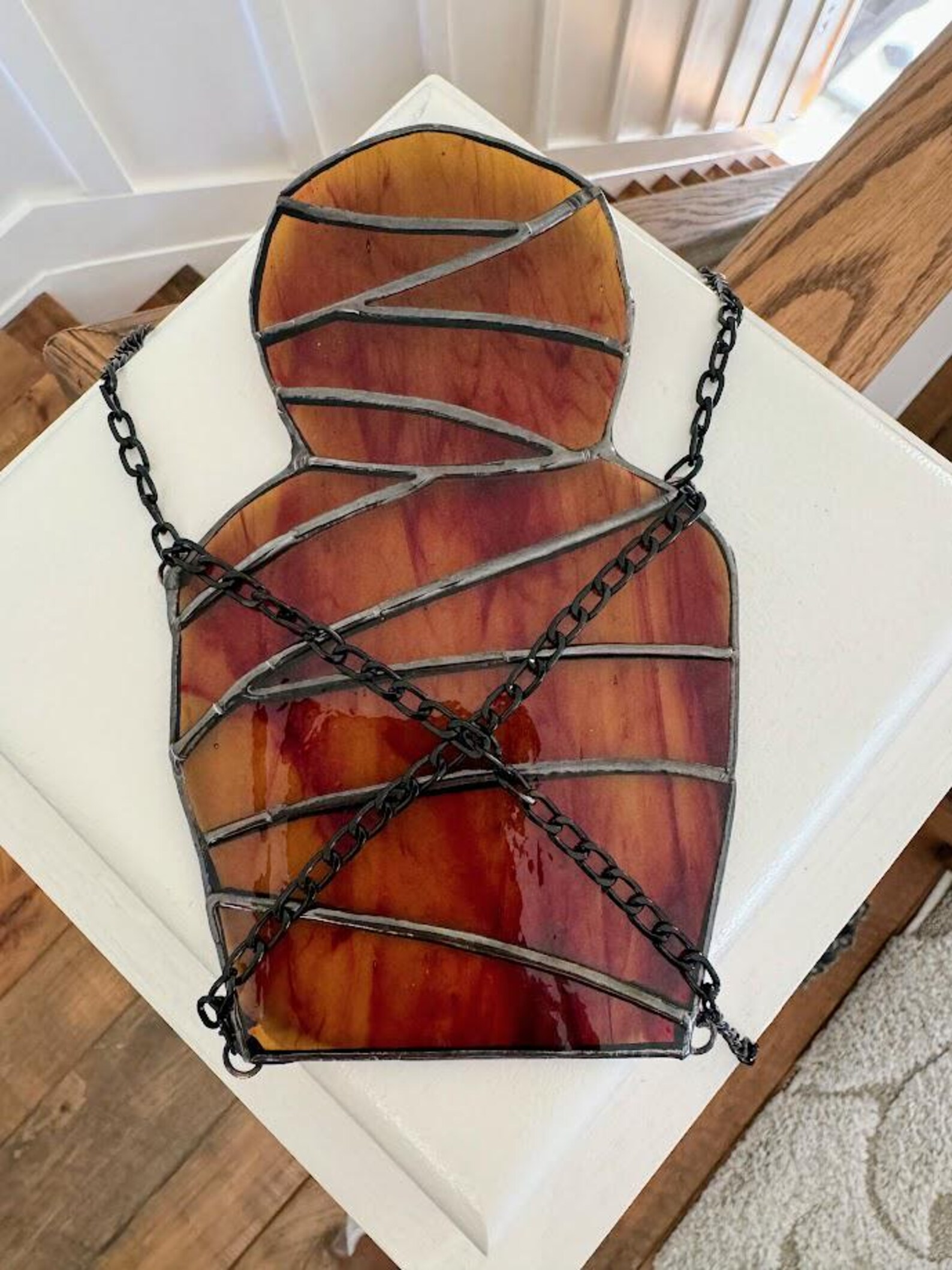 Stained Glass Mummy Suncatcher: Creepy Halloween Ornament With Chains ...