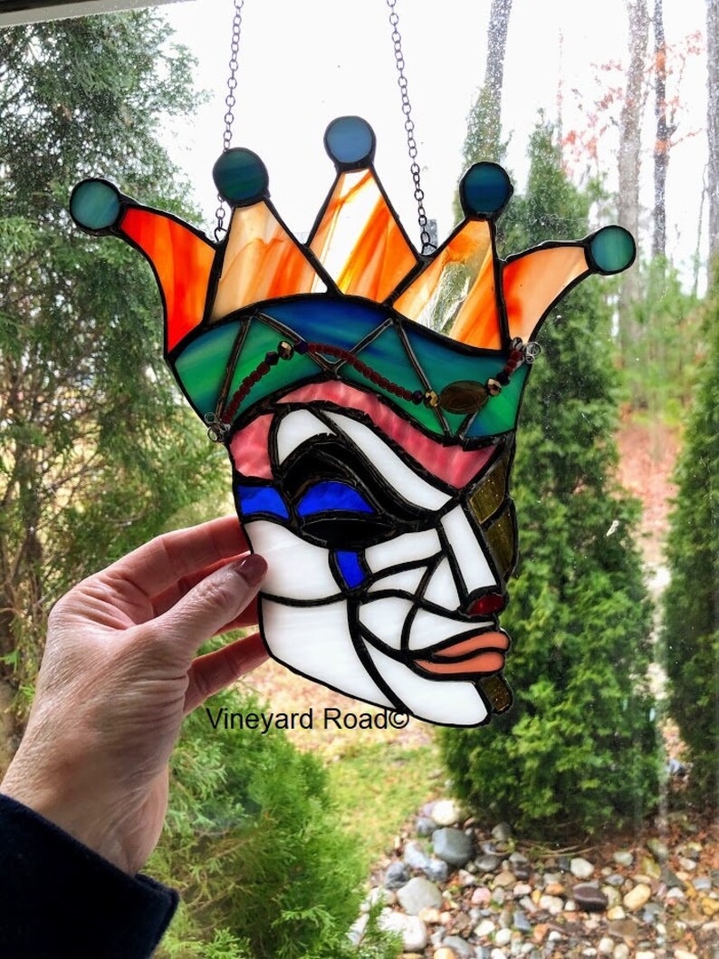 Stained Glass King Suncatcher: Medieval Renaissance Decor - Etsy