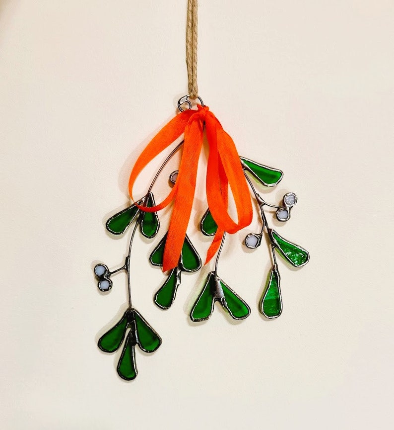 Stained Glass. Mistletoe. Handcrafted. Leaves. Nature. Plant. Branch ...