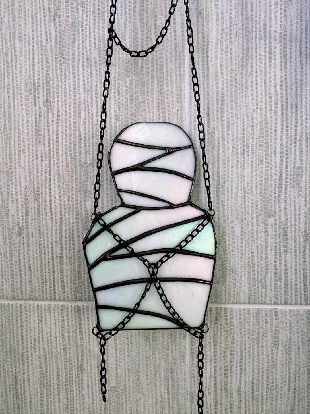 Stained Glass Mummy Suncatcher: Halloween Ornament With Chains - Etsy
