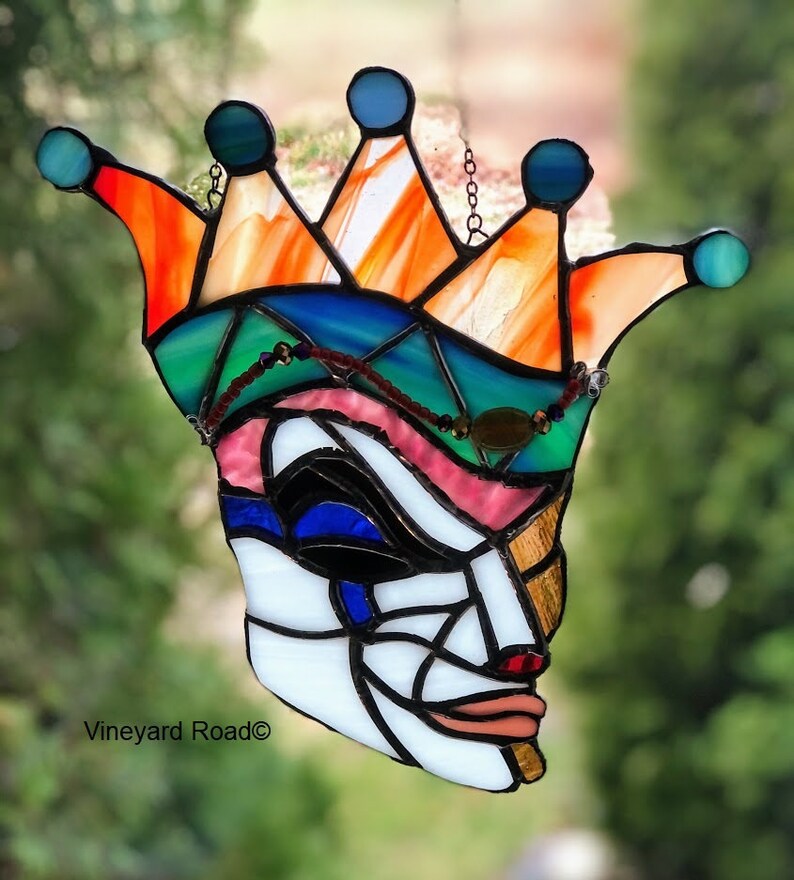 Stained Glass King Suncatcher: Medieval Renaissance Decor - Etsy