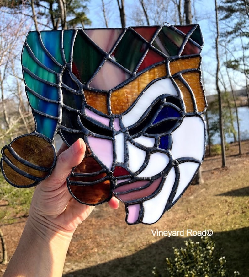 Stained Glass Jester Suncatcher: Medieval Harlequin Decor - Etsy