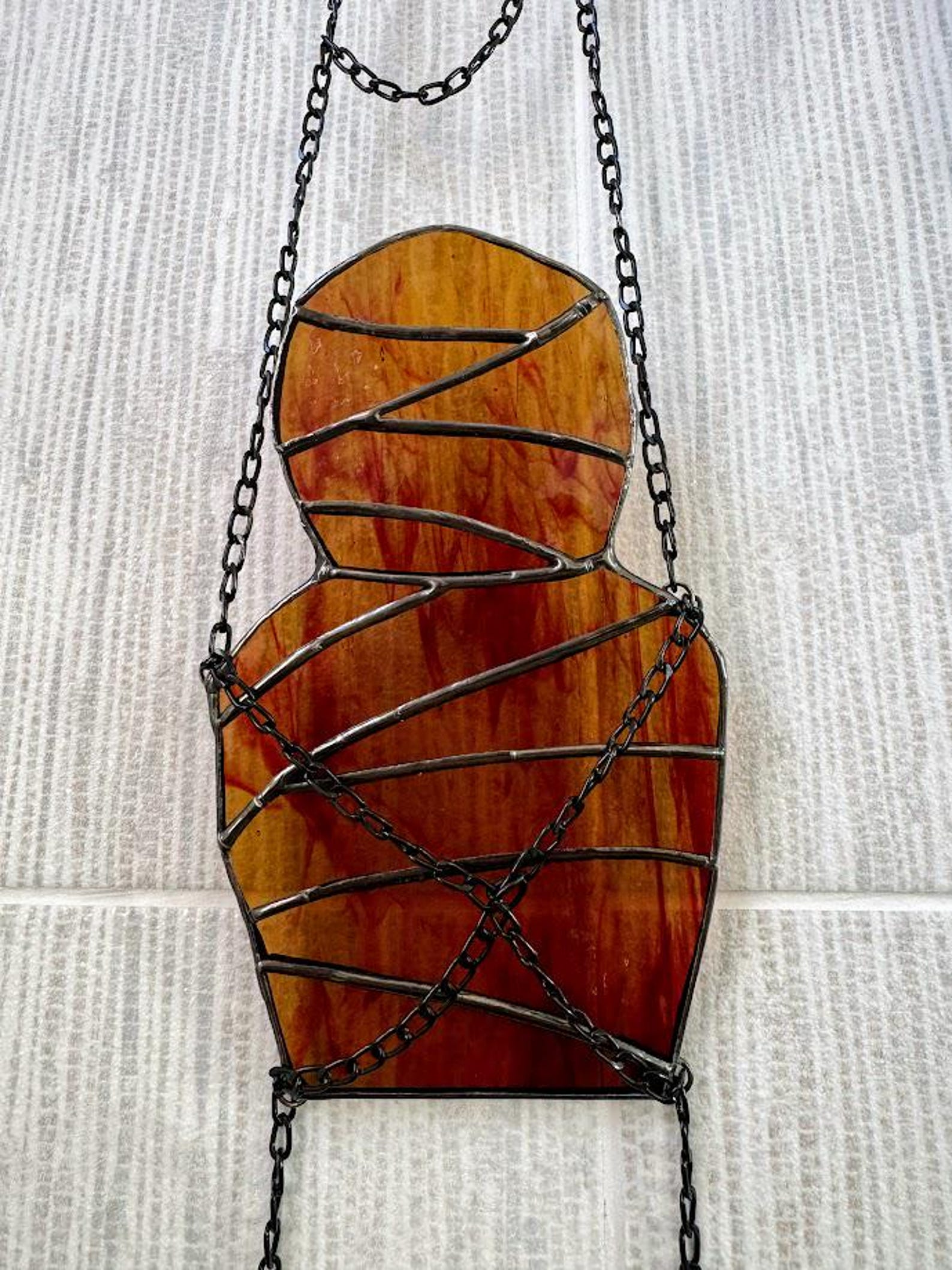 Stained Glass Mummy Suncatcher: Creepy Halloween Ornament With Chains ...