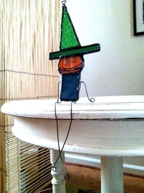 Stained Glass Stick Figure Ornament: Halloween Pumpkin Suncatcher - Etsy