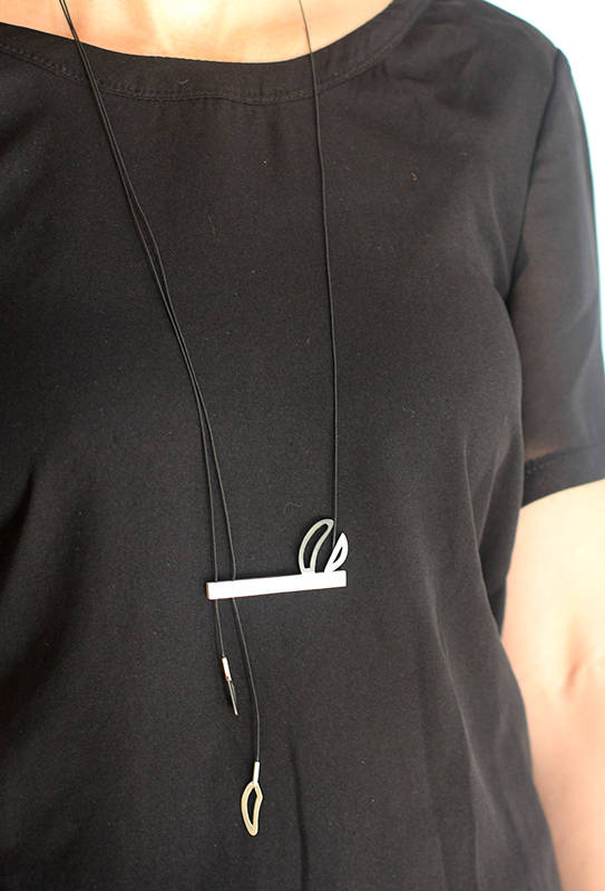 Contemporary Silver Necklace Modernist Black and White - Etsy