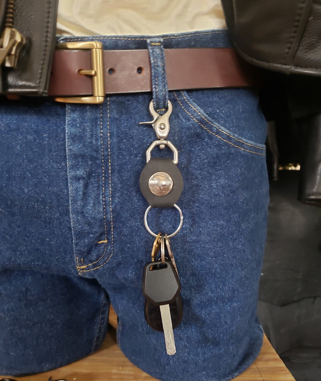 Heavy Duty Buffalo Nickel Key Fob, Leather Key Fob, Key Holder, Belt ...