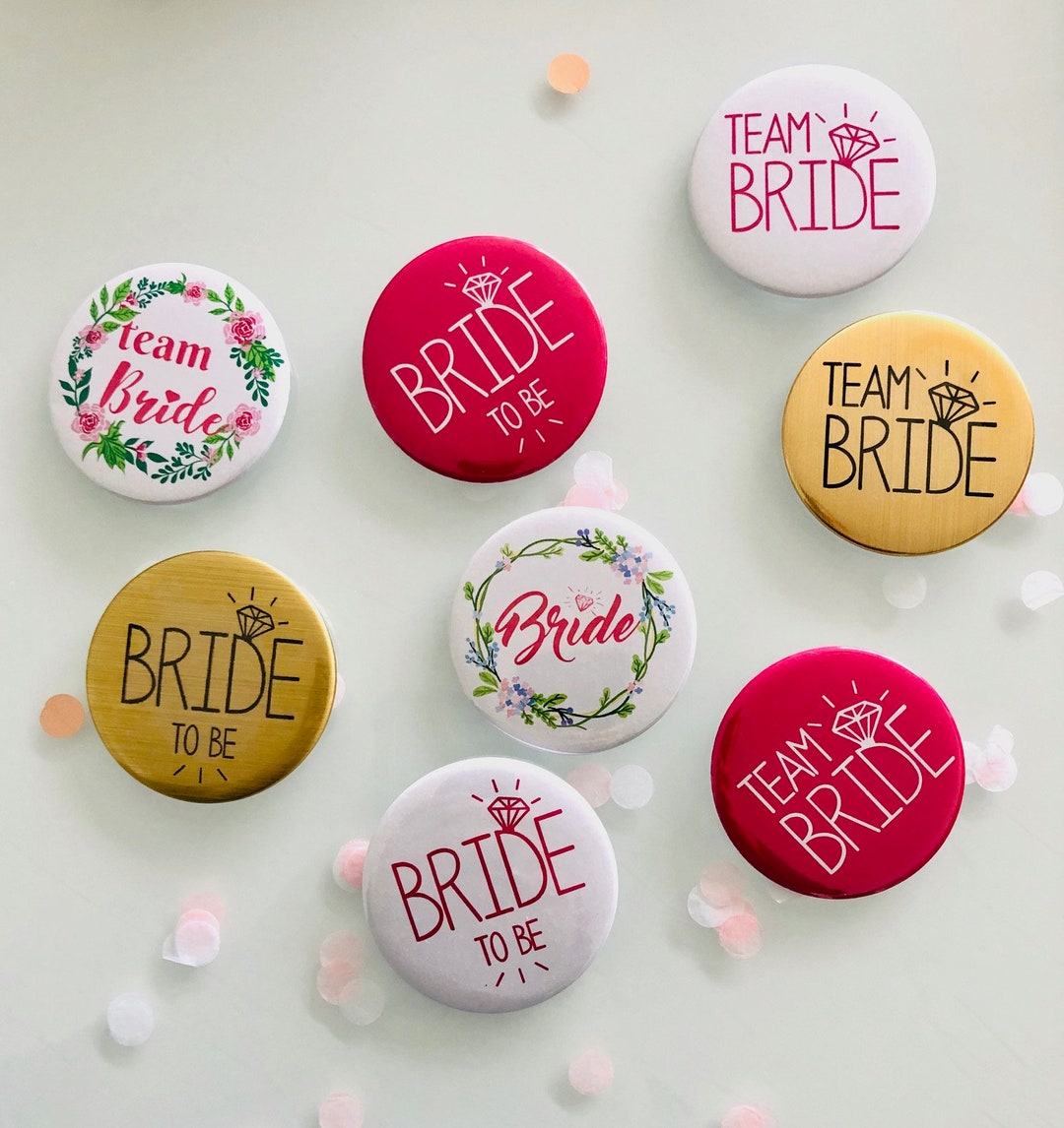 Bride and Team Bride Pin for Bachelorette Party in Gold Pink - Etsy