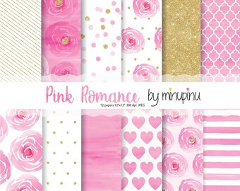 Flamingo Digital Paper Pink and Mint Flamingos background | Etsy