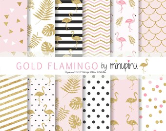 Flamingo Digital Paper Pink and Mint Flamingos background | Etsy