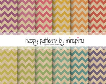 Chevron Digital Paper Shabby Pink and Blue Chevron on Wood | Etsy