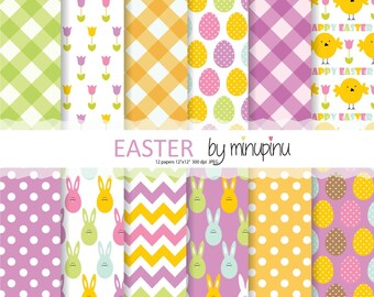 Easter Digital Paper Happy Easter Patterns on Wood | Etsy