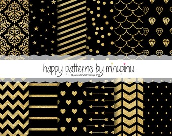 Gold Glitter digital paper White and Gold Glitter Patterns | Etsy