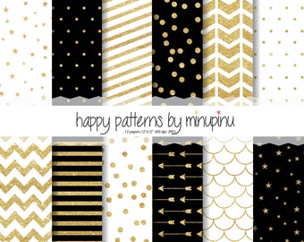 Silver Glitter Digital Paper, Black , White and Silver Glitter Pattern ...