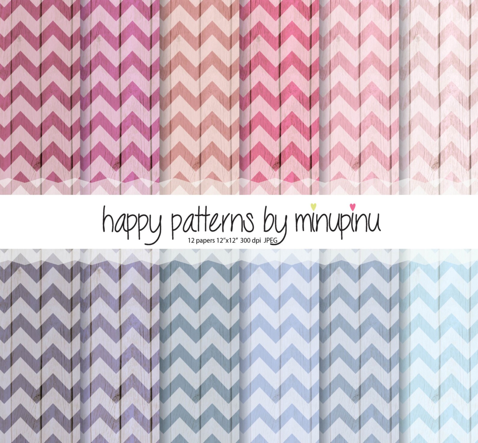 Chevron Digital Paper, Shabby Pink and Blue Chevron on Wood Background ...