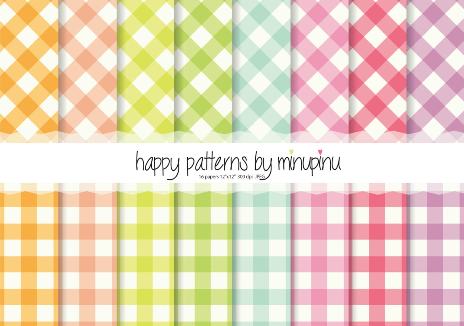 Gingham Digital Paper, Spring Gingham Backgrounds, Picnic Paper, Easter ...