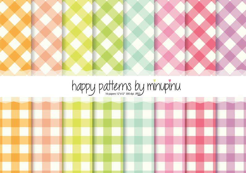 Gingham Digital Paper, Spring Gingham Backgrounds, Picnic Paper, Easter ...