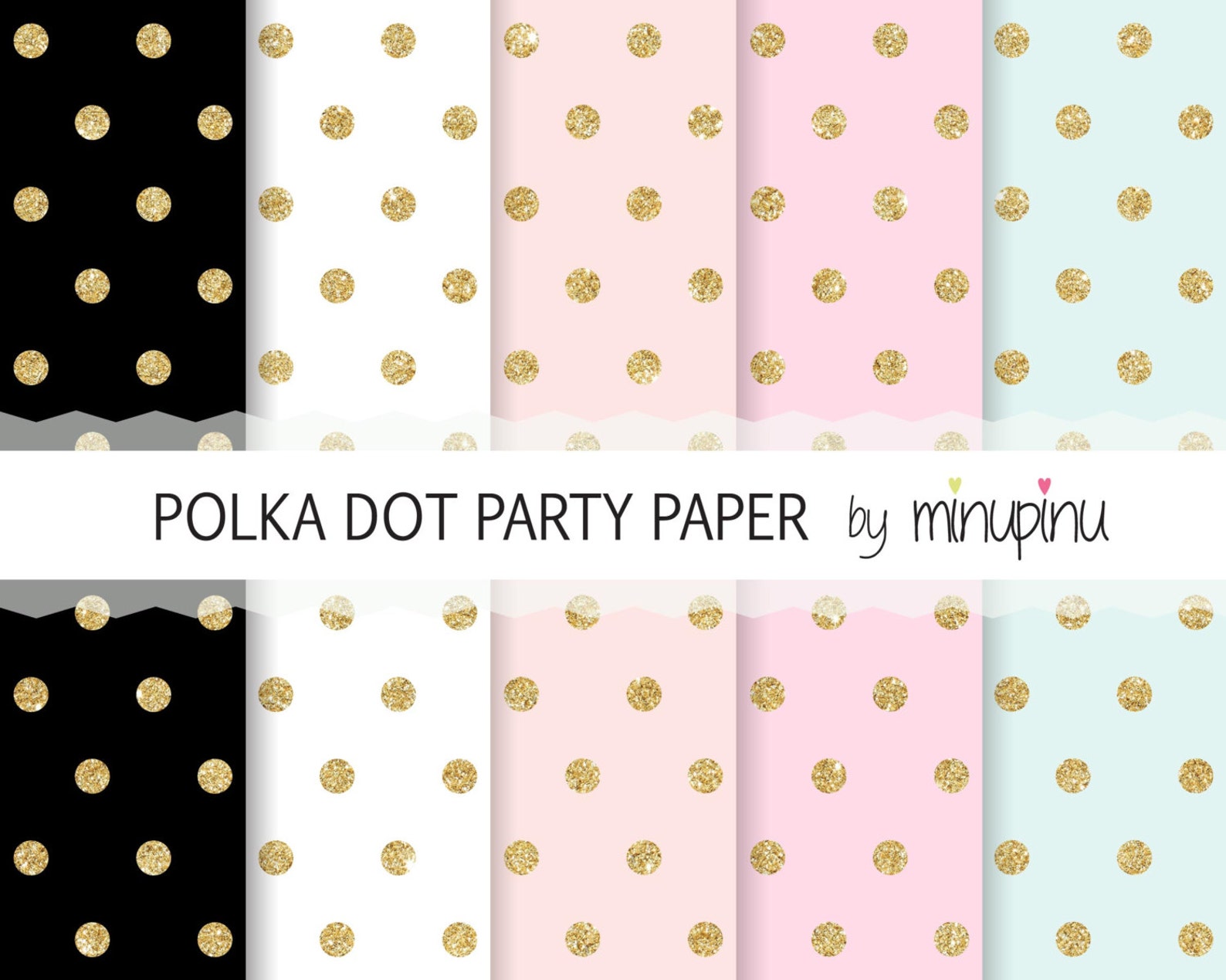 Polka Dot Digital Paper, Gold Glitter Polkadots Background, Polkadot ...