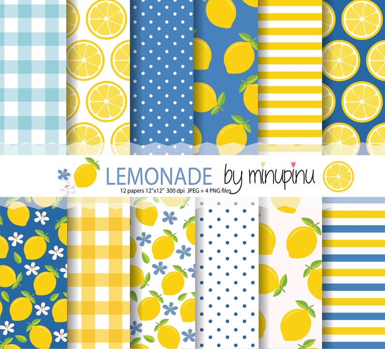 LEMONADE Digital Paper, Lemons Background, Summer Lemon Paper, Yellow ...