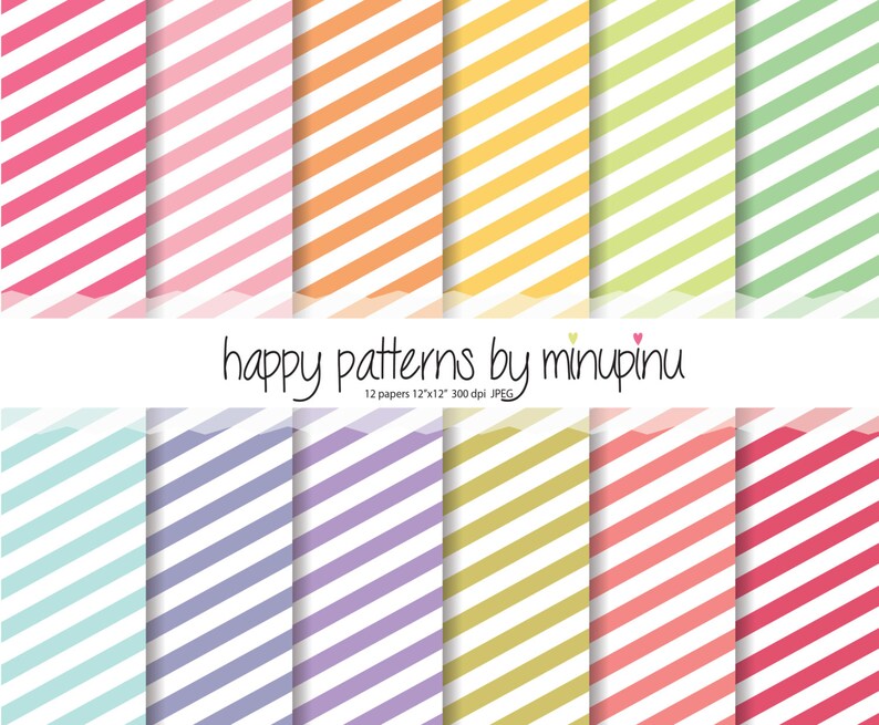 Stripes Digital Paper,colorful Diagonal Stripes,pink Orange Yellow ...