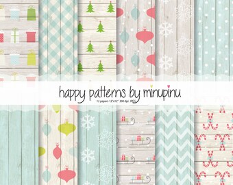 Christmas Digital Paper, Wood Christmas Background,shabby Christmas ...