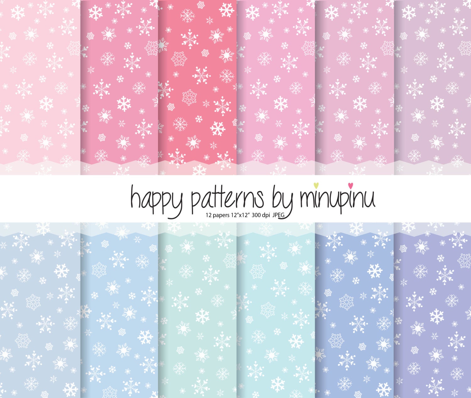 Snowflake Digital Paper, Snowflake Background in Pastel Colors ...