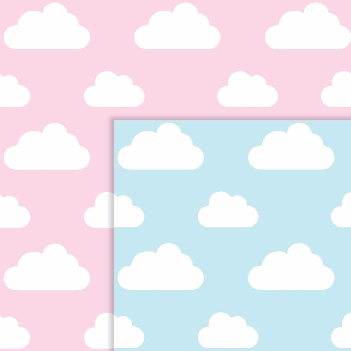 Clouds Digital Paper, Colorful Clouds Background in Red Pink Yellow ...