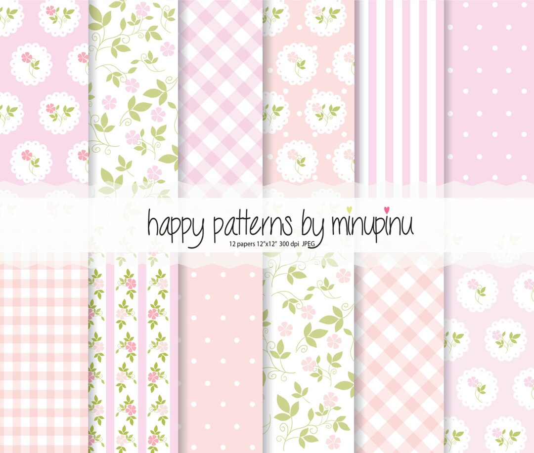Shabby Chic Pink Digital Paper, Baby Pink Patterns, Cottage Papers ...