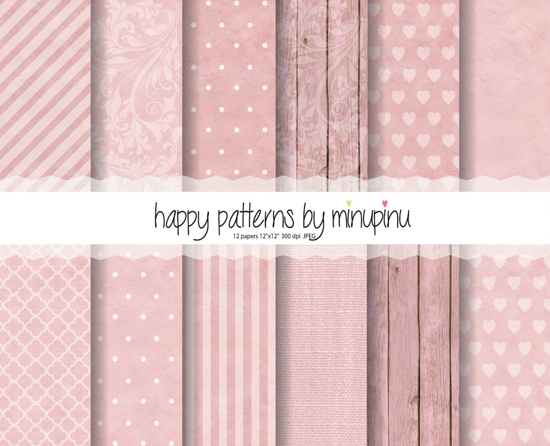 Pink Digital Paper, Shabby Chic Pink Textures, Grunge Rustic Paper ...