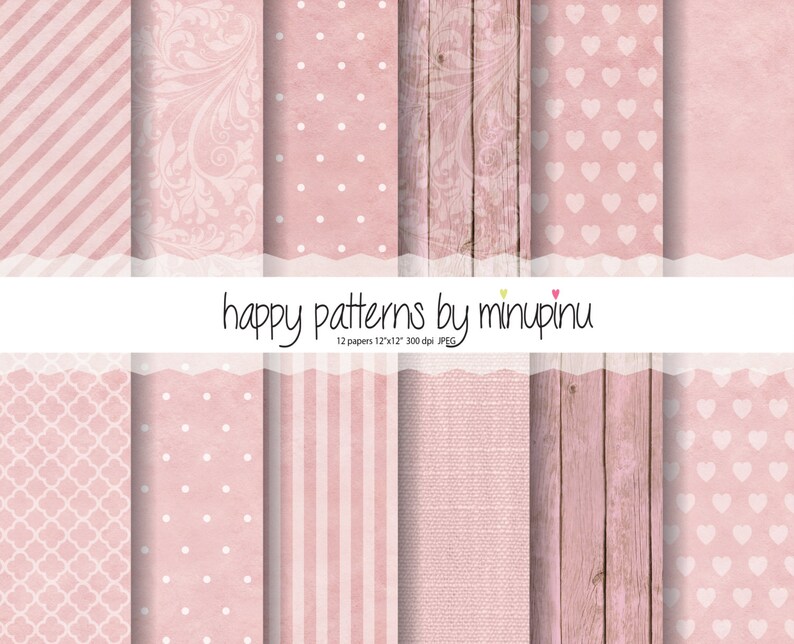 Pink Digital Paper, Shabby Chic Pink Textures, Grunge Rustic Paper ...