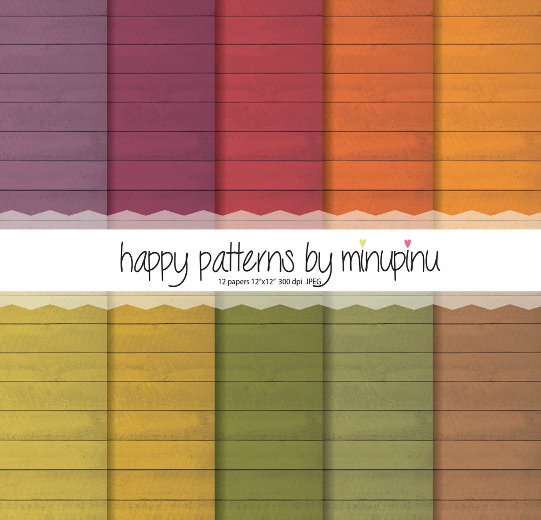 Autumn Digital Paper, Wood Digital Paper in Autumn Colors Brown Orange ...