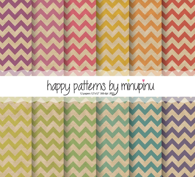 Vintage Chevron Digital Paper, Shabby Pink Orange Blue Yellow Mint ...