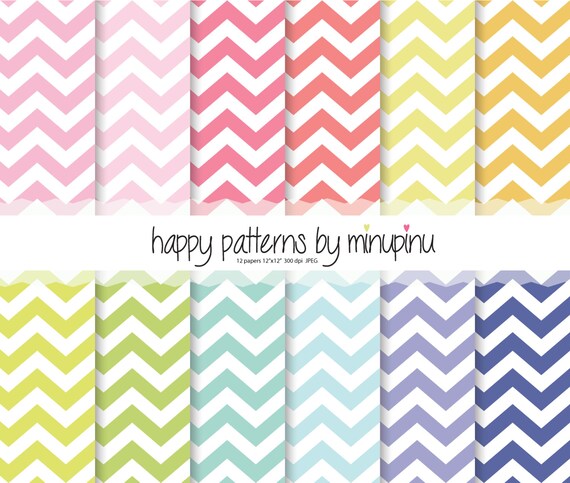 Chevron Digital Paper Colorful Chevron Patterns Chevron in | Etsy