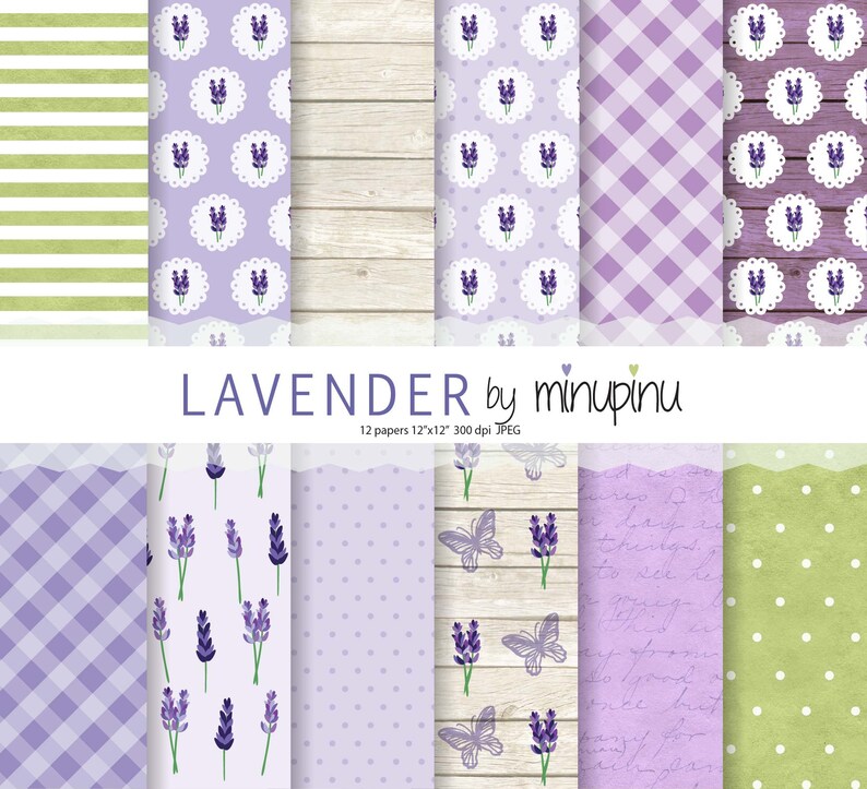 Lavender Digital Paper, Shabby Chic Lavender Paper, Lavender Flowers ...