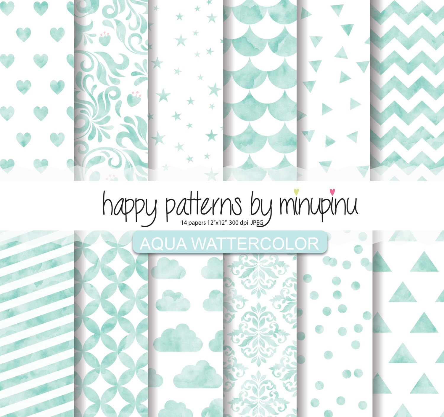 Watercolor Digital Paper, Aqua Watercolor Background, Watercolor ...
