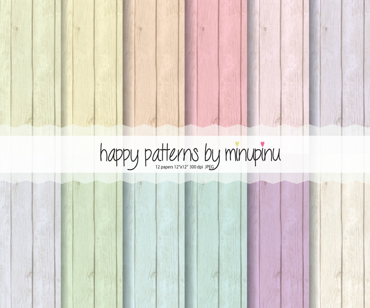Wood Digital Paper, Pastel Wood Backgrounds - Set of 12 Individual ...