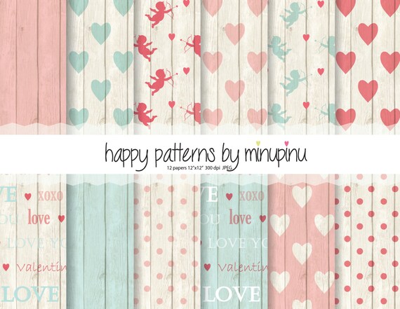 Valentine Digital Paper Love Digital Paper on Wood - Etsy