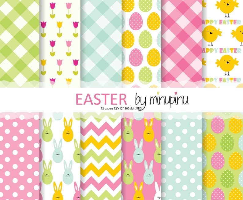 Easter Digital Paper Easter Patterns With Easter Bunny - Etsy