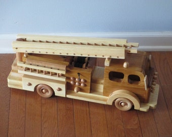 Handmade Wooden Fire Truck Toy | Etsy