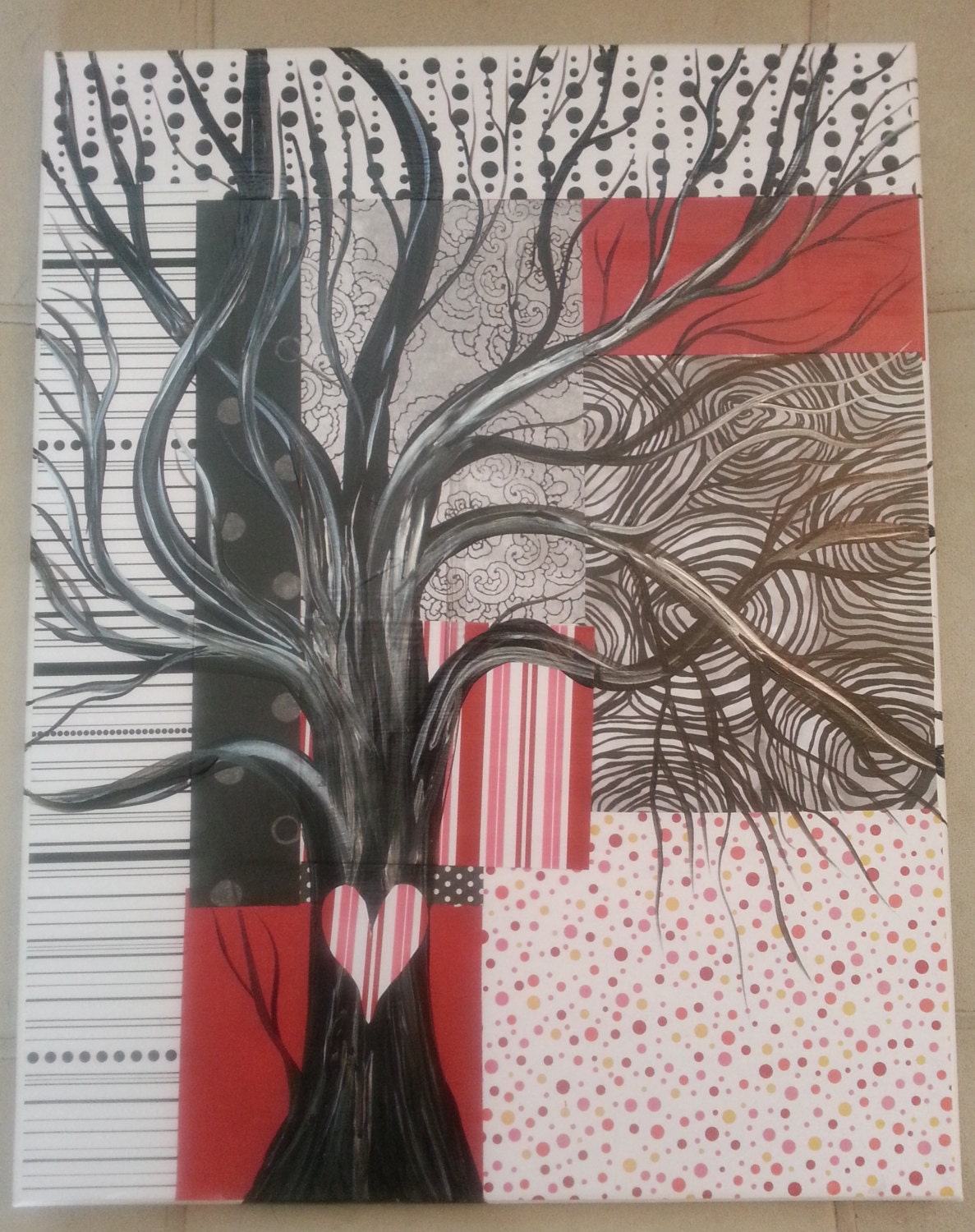 Tree in red and black | Etsy