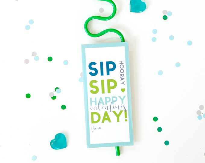 Sip Sip Hooray Valentine Printable Crazy Straw Valentine - Etsy