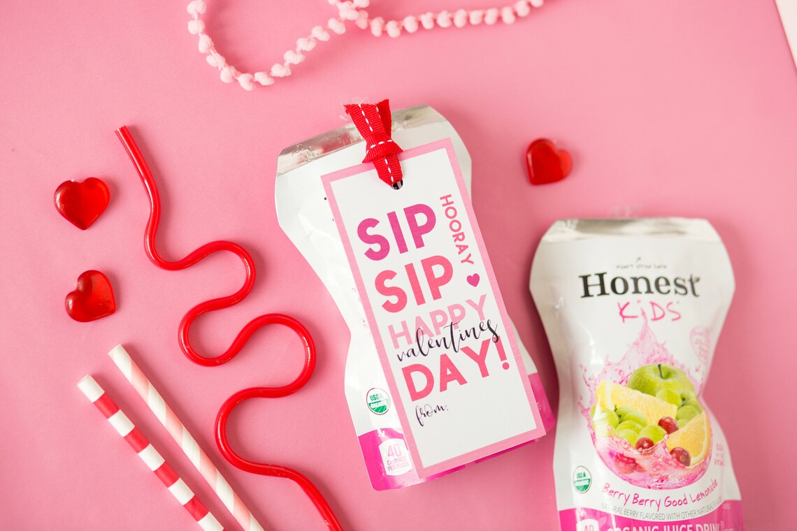 Printable Sip Sip Hooray Valentine Silly Straw Valentine | Etsy