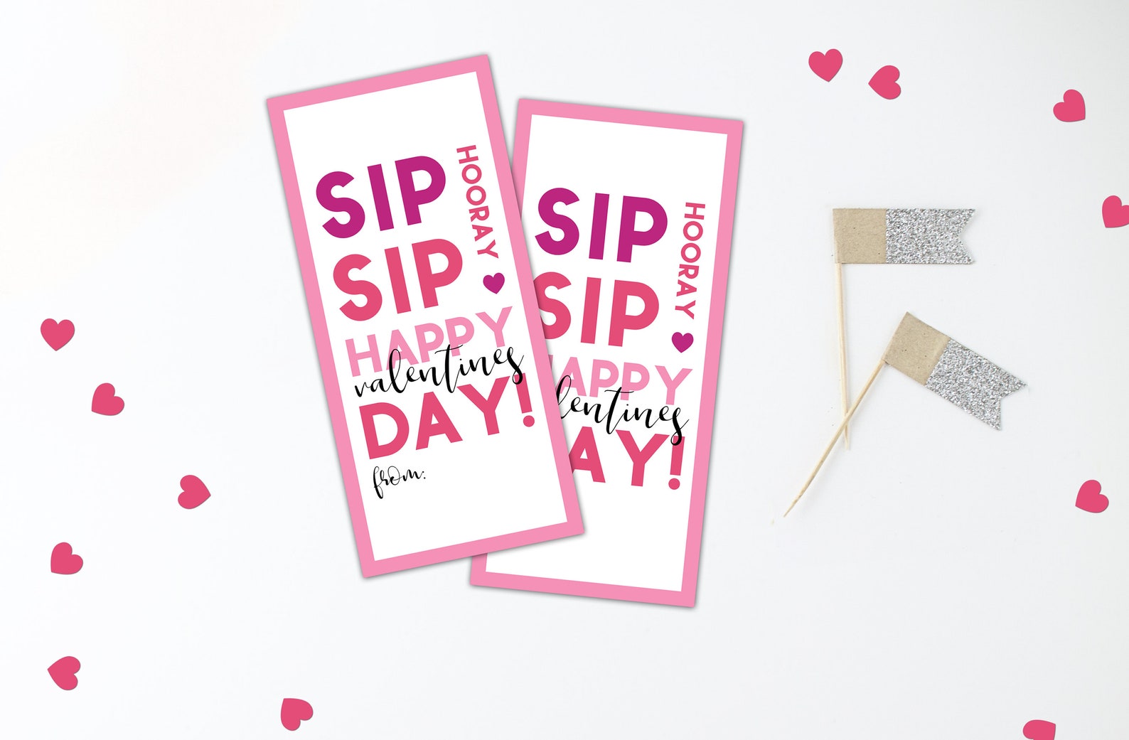 Printable Sip Sip Hooray Valentine Silly Straw Valentine | Etsy