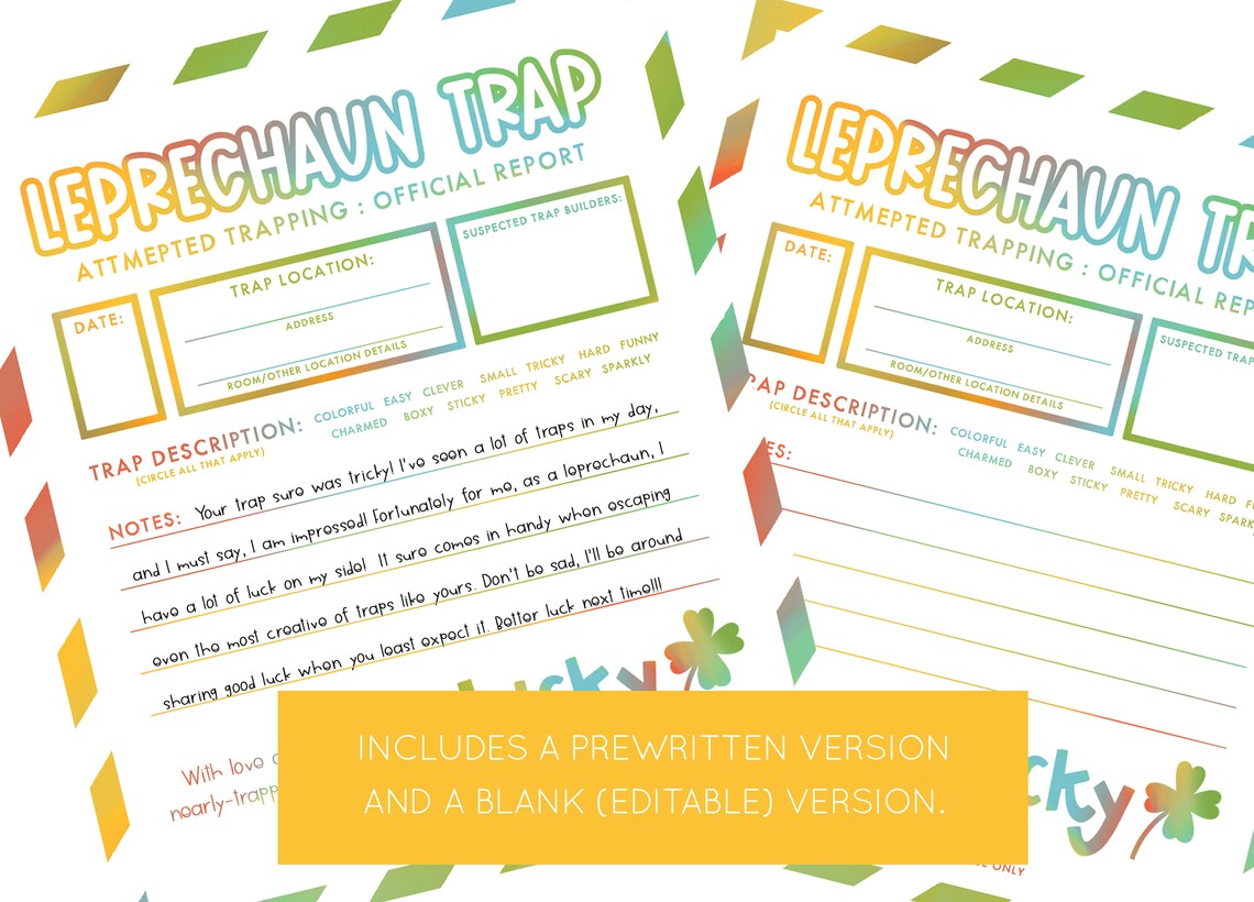 Leprechaun Letter Printable Leprechaun Trap Note St - Etsy