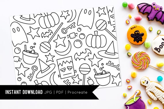 Halloween Coloring Page Printable October Holiday Activity - Etsy