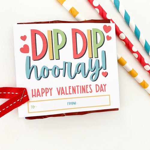 Dipping Candy Valentine Card Printable Fun Rainbow Classroom - Etsy