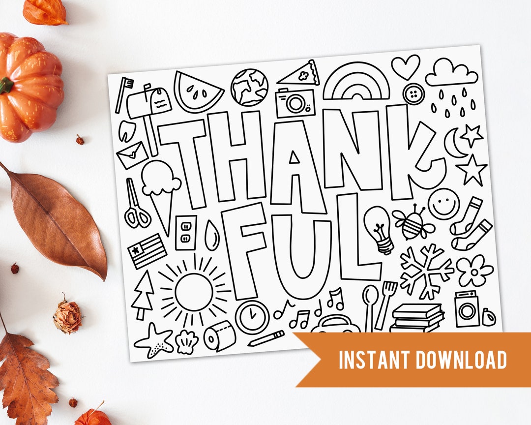 Gratitude Coloring Page Thanksgiving Kids Table Activity I Am Thankful ...